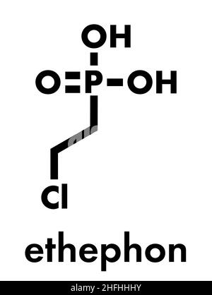 Ethephon plant growth regulator molecule. 3D rendering. Atoms are ...
