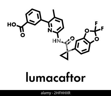Lumacaftor cystic fibrosis drug molecule. Skeletal formula Stock Vector ...