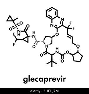Glecaprevir hepatitis C virus drug molecule. Skeletal formula Stock ...