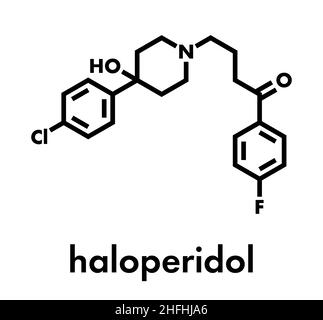 Haloperidol antipsychotic (neuroleptic) drug molecule. Skeletal formula ...