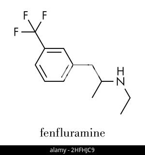 Fenfluramine weight loss drug molecule (withdrawn). Skeletal formula ...