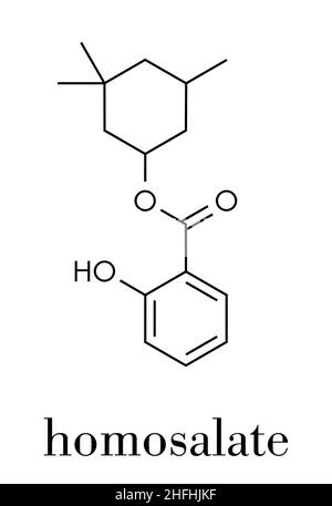 Homosalate sunscreen molecule (UV filter). Skeletal formula Stock ...