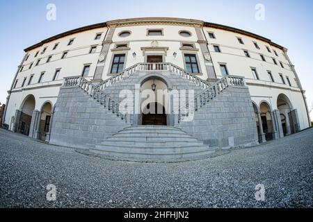 Udine, Italy. January 2022. panoramic view of the staircase in front of ...