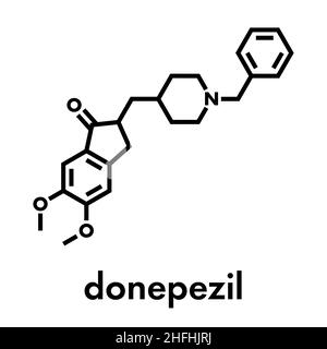 Donepezil Alzheimer's disease drug molecule. Skeletal formula Stock ...
