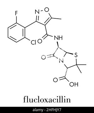 Flucloxacillin (floxacillin) molecule. It is beta-lactam antibiotic of ...
