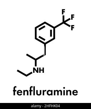 Fenfluramine weight loss drug molecule (withdrawn). Skeletal formula ...
