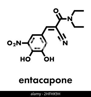 Entacapone Parkinson's disease drug molecule. Skeletal formula Stock ...