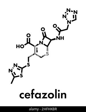 Cefazolin antibiotic drug molecule (cephalosporin, first generation ...