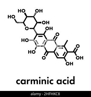 Carminic acid pigment molecule. Occurs naturally in cochineal (scale ...