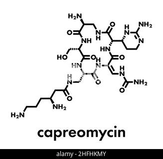 Capreomycin antibiotic drug molecule. Skeletal formula Stock Vector ...