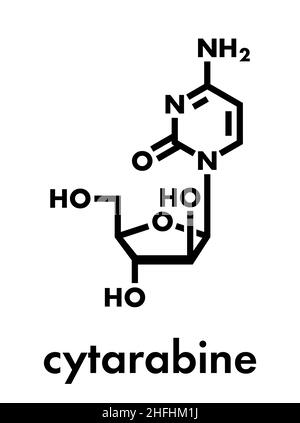 Cytarabine (cytosine arabinoside, Ara-C) chemotherapy drug molecule ...