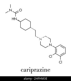 Cariprazine antipsychotic drug molecule. Skeletal formula Stock Vector ...