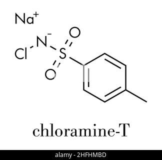Chloramine-T (tosylchloramide) disinfectant molecule. Skeletal formula ...