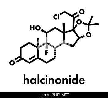 Halcinonide topical corticosteroid drug molecule. Skeletal formula ...