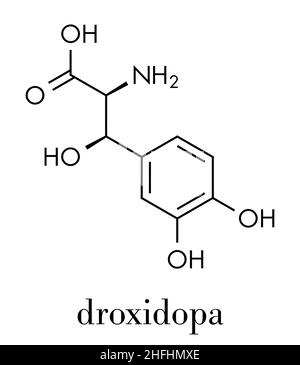Droxidopa (L-DOPS) hypotension (low blood pressure) drug molecule ...