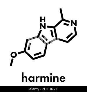 Harmine molecule. It is fluorescent harmala alkaloid, inhibits ...
