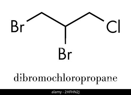 Dibromochloropropane (DBCP) soil fumigant molecule. Nematicide used in ...