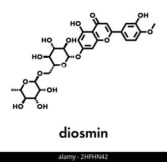 Diosmin venous disease and hemorrhoids drug molecule. Skeletal formula ...