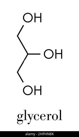 Glycerol (glycerin) molecule. Produced from fat and oil triglycerides ...
