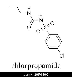 Chlorpropamide diabetes drug molecule. Skeletal formula Stock Vector ...