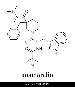 Anamorelin cancer cachexia and anorexia drug molecule. Skeletal formula ...