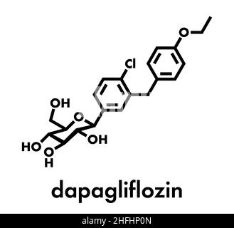 Dapagliflozin diabetes drug molecule. Inhibitor of sodium-glucose ...
