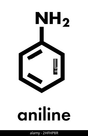 Aniline (phenylamine, aminobenzene) molecule. Skeletal formula Stock ...