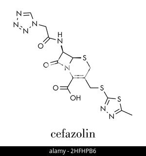 Cefazolin, cefazoline, cephazolin molecule. It is s beta-lactam ...