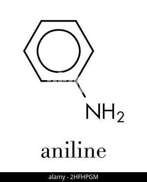 Aniline (phenylamine, aminobenzene) molecule. Skeletal formula Stock ...