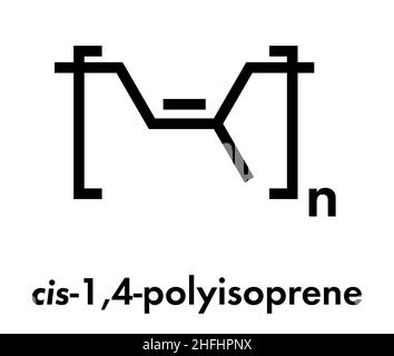 Natural rubber (cis-1,4-polyisoprene), chemical structure. Used to ...