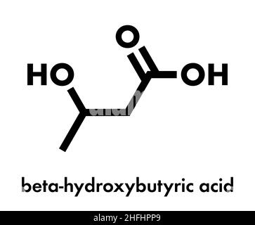 BHB, beta-Hydroxybutyric acid, chemical formula and skeletal structure ...
