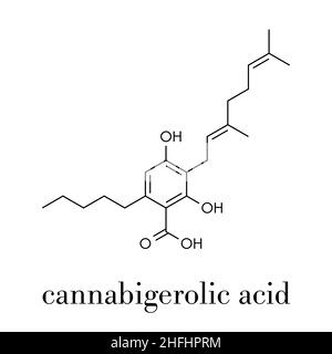 Cannabigerolic acid or CBGA cannabinoid molecule. Skeletal formula ...