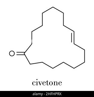 Civetone civet cat pheromone molecule. Used in perfume. Skeletal ...
