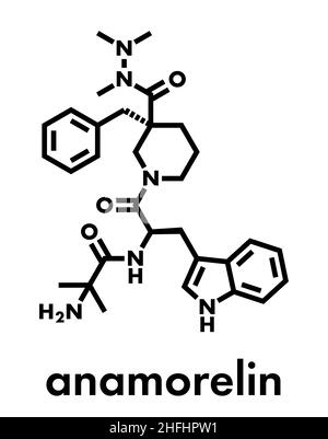 Anamorelin cancer cachexia and anorexia drug molecule. Skeletal formula ...