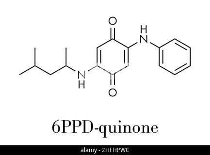 6PPD-quinone, degradation product of the rubber additive 6PPD. Toxic to ...