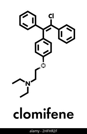 Clomifene (clomiphene) ovulation inducing drug molecule. The E-isomer ...