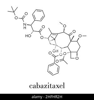 Cabazitaxel cancer drug molecule (taxane). Skeletal formula Stock ...