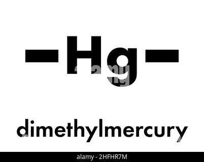Dimethylmercury (organomercury compound), chemical structure. Skeletal ...