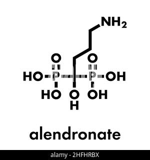 Alendronic acid molecule. It is bisphosphonate drug, used for treatment ...