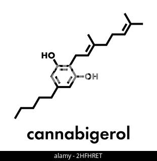 CBG molecular formula. Cannabigerol molecule structure on white ...
