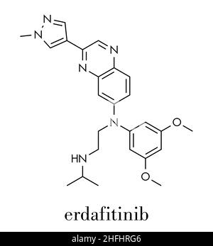 Erdafitinib cancer drug molecule (FGFR inhibitor). Skeletal formula ...