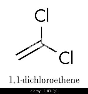 Polyvinylidene chloride (PVDC) polymer, chemical structure. Skeletal ...