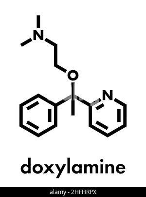 Doxylamine antihistamine drug molecule. Also used as over-the-counter ...