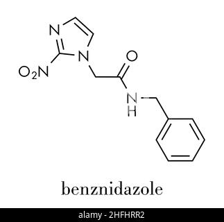 Benznidazole antiparasitic drug molecule. Used in treatment of Chagas ...