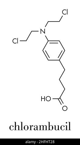 Chlorambucil leukemia drug molecule. Nitrogen mustard alkylating agent ...