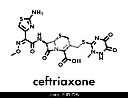 Ceftriaxone antibiotic drug molecule (cephalosporin, third generation ...