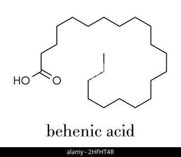 Behenic acid (docosanoic acid) saturated fatty acid molecule. Skeletal ...