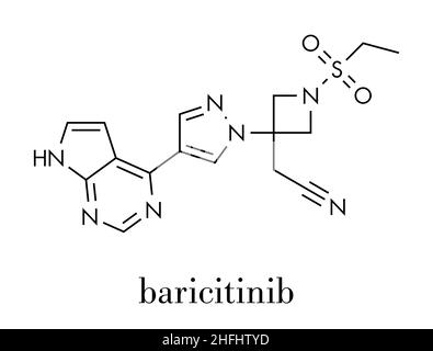 Baricitinib janus kinase (JAK1 & JAK2) inhibitor drug molecule. Under development for treatment ...