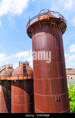 towers of old iron works monuments from the late 20th century Stock ...