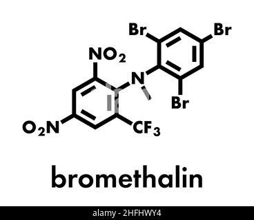 Bromethalin rodenticide molecule (rat poison). Skeletal formula Stock ...